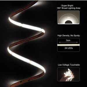 Amazon | Other | 2ft Cob 6500k White 24v Dimmable Led Strip Lights With ...